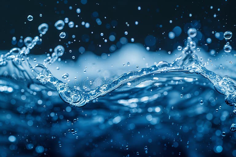 Illustration of Blue Water Splash with Bubbles, High Quality, High ...