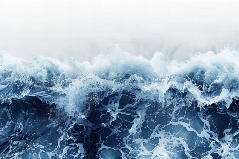 Illustration of Blue Water Wave on White Background, Clean and ...