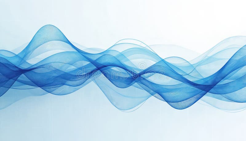 Illustration Blue Wavy Pattern Ultrasound Waves on Clean White ...