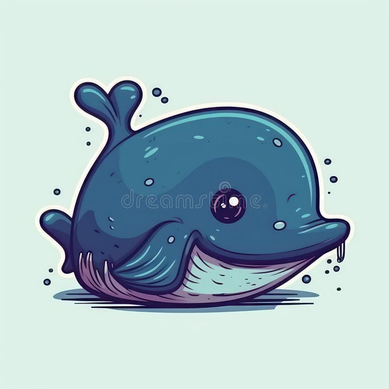 Illustration of a Blue Whale, or Blue Fin Whale. Stock Illustration ...