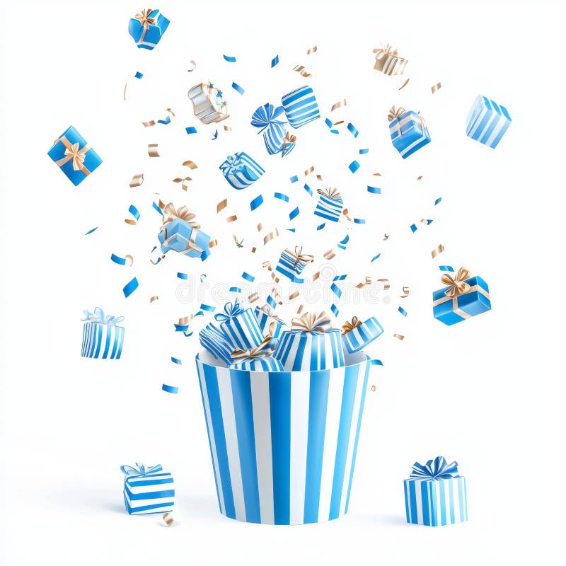 Illustration of Blue and White Firecracker Explosion with Serpentine ...