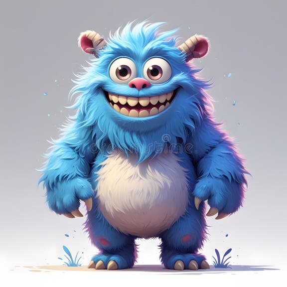 Illustration of a Blue Yeti with a Smiling Expression Stock Photo ...