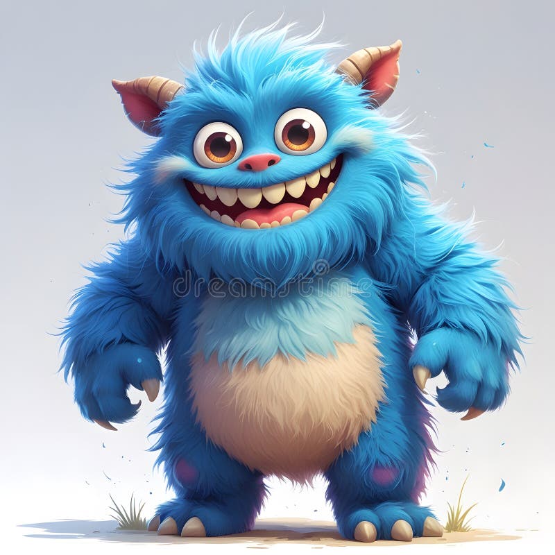 Illustration of a Blue Yeti with a Smiling Expression Stock Photo ...