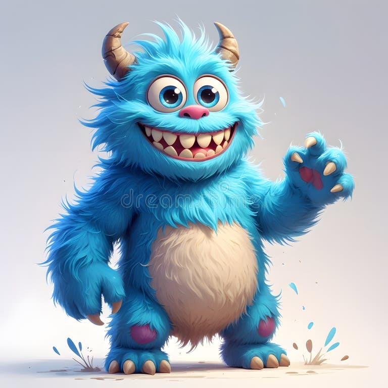 Illustration of a Blue Yeti with a Smiling Expression Stock Photo ...