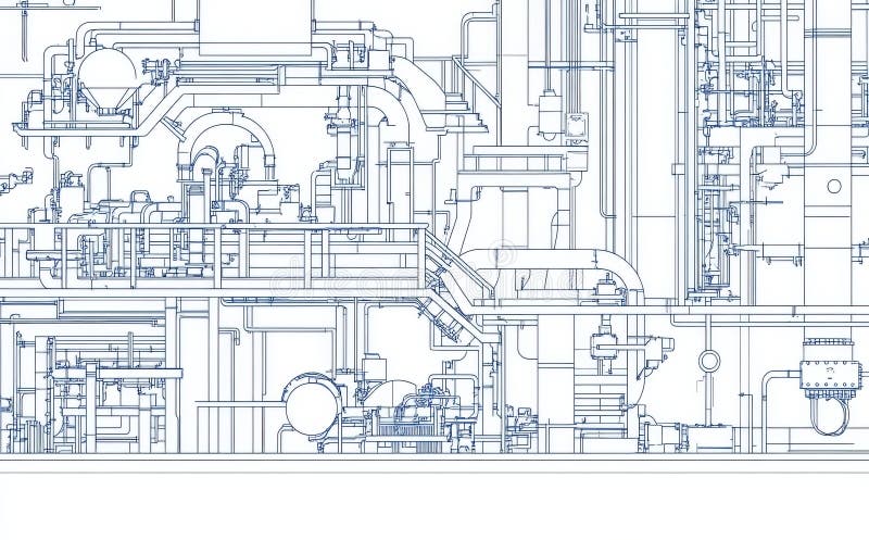 Illustration of a Blueprint of a Design Phase Industrial Facility ...