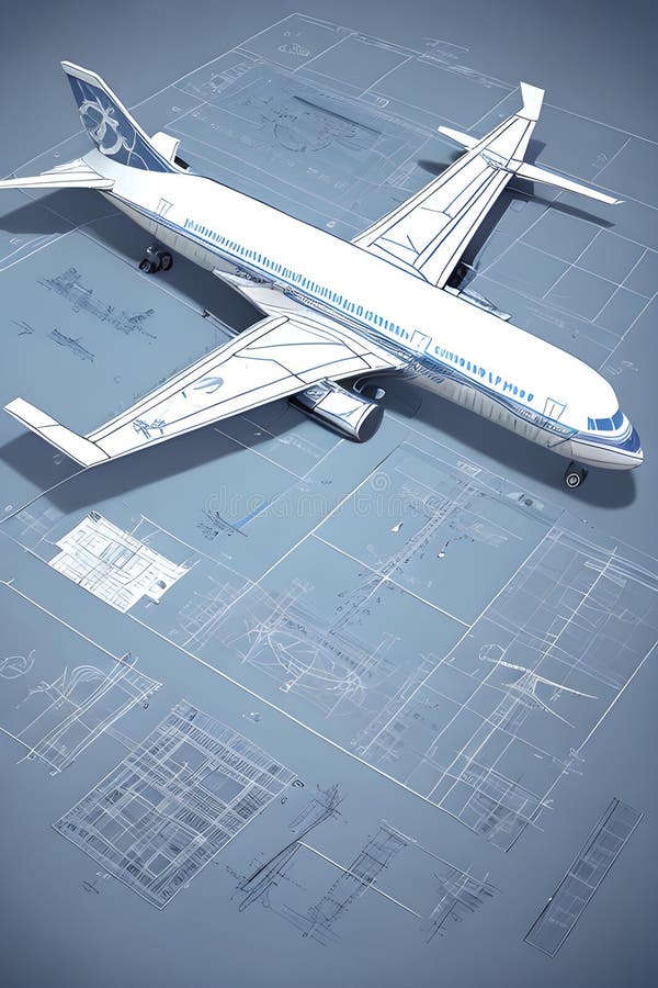 Illustration of Blueprint of a Plane. Transportation Concept Image ...