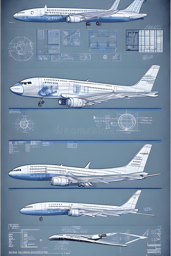 Illustration of Blueprint of a Plane. Transportation Concept Image ...