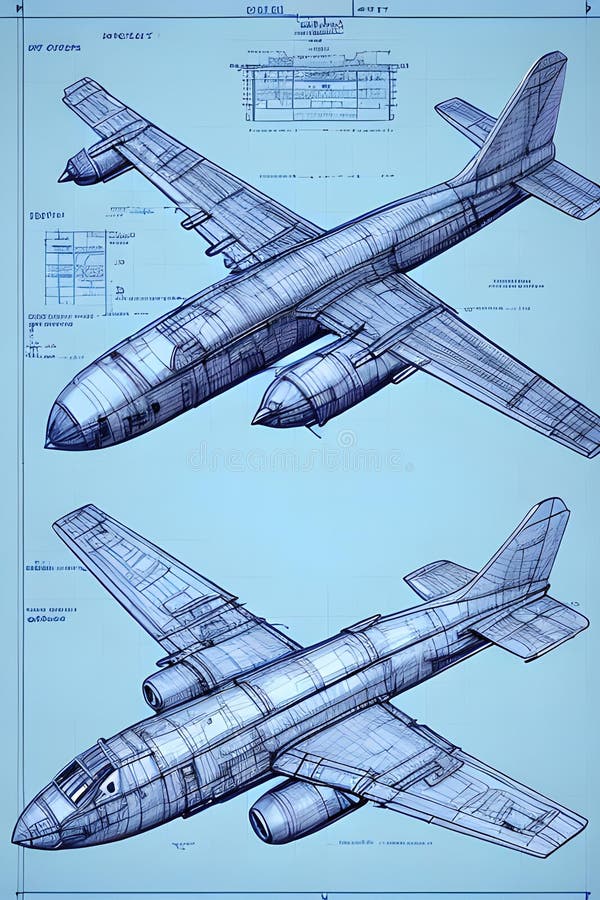 Illustration of Blueprint of a Plane. Transportation Concept Image ...