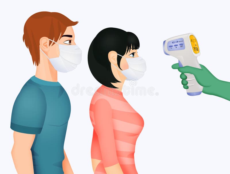 Body Temperature Check is Required Stock Illustration - Illustration of ...