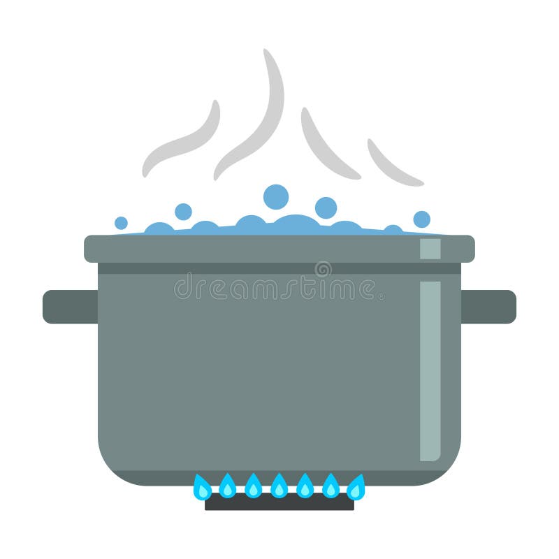 Illustration of a Boiling Pot in Flat Style. Stock Vector ...
