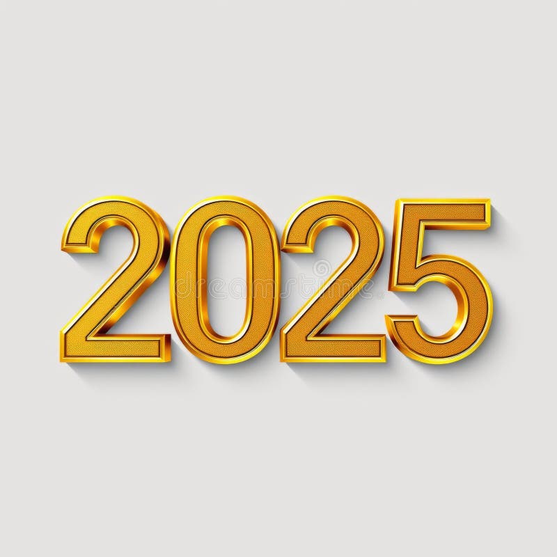2025 Golden Symbol Bold Letters 3d Transparent Illustration 2025 ...