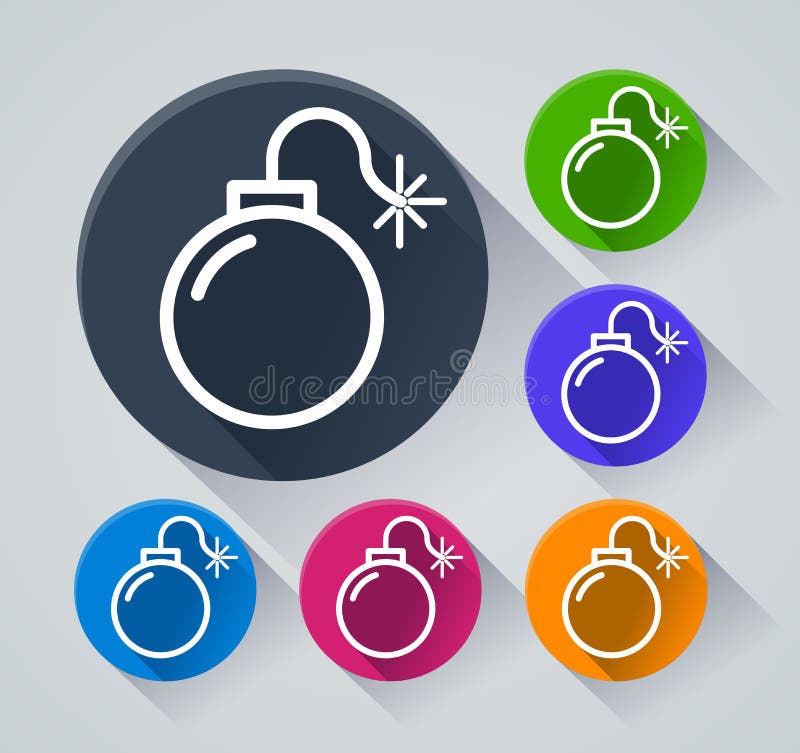 Bomb Circle Icons with Shadow Stock Vector - Illustration of green ...