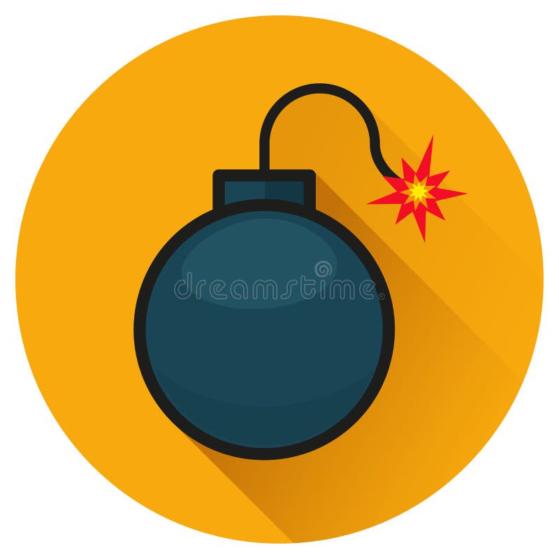 Bomb Circle Orange Flat Icon Stock Vector - Illustration of game, boom ...