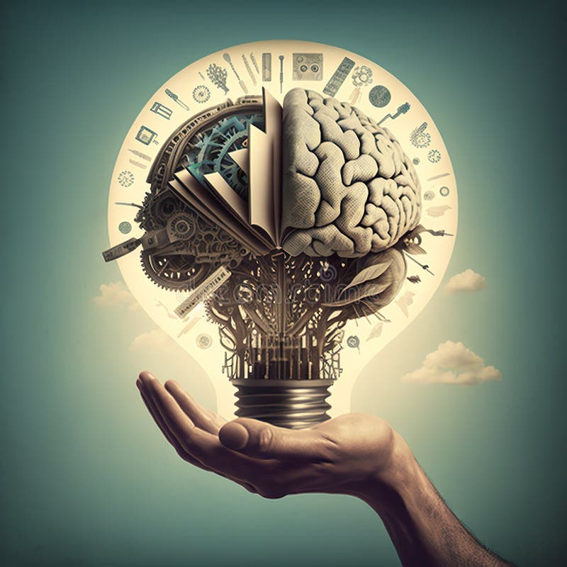 Illustration of a Book Over Which Education, Mind and Tree of Knowledge ...