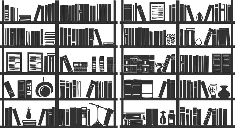 Illustration of a Bookshelf Filled with Various Books and Items. Stock ...