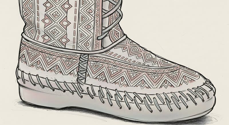 Illustration of a Boot Design Featuring Intricate Geometric Patterns ...