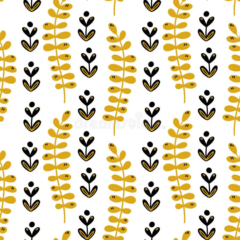 Illustration of a Botanical Seamless Pattern. Flowers, Leaves, Branches ...