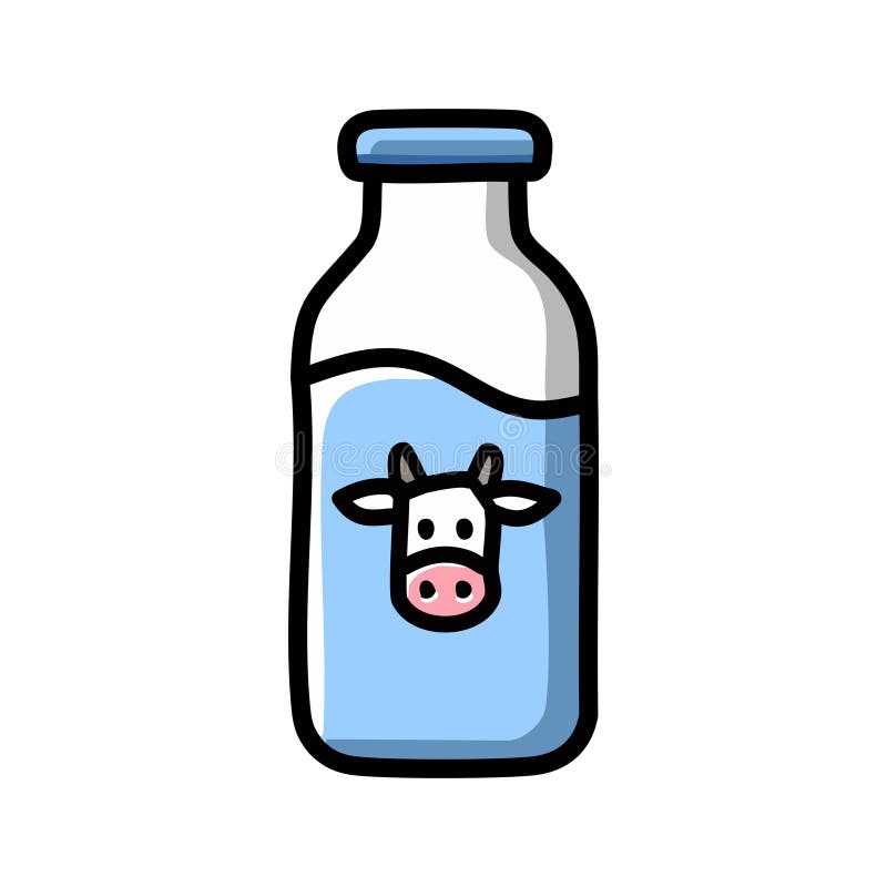 Illustration of a Bottle of Milk with a Smiley Face Stock Illustration ...