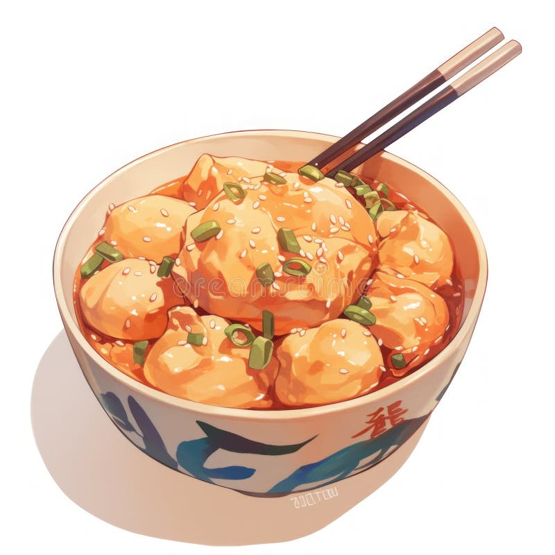 Illustration of a Bowl of Chinese Food with Chopsticks Stock ...