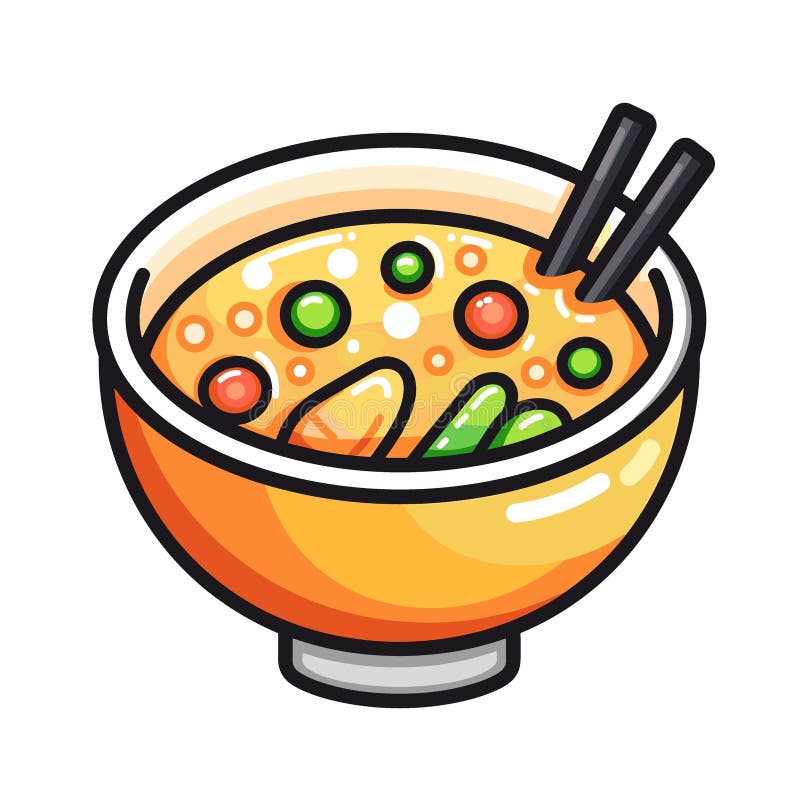 Illustration of a Bowl of Chinese Soup with Chopsticks Stock Vector ...
