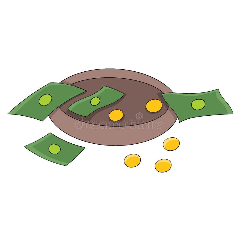 Illustration of a Bowl Filled with Money from Begging for Donations ...