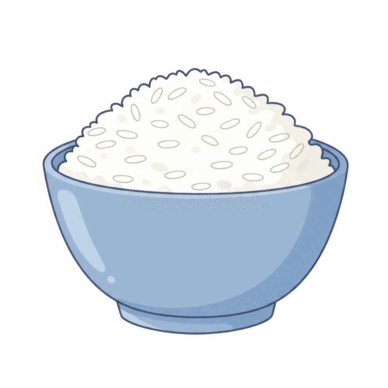 Illustration of a Bowl of White Rice Stock Illustration - Illustration ...