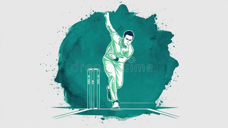 Illustration of Bowler Playing Cricket Match. Bowler Playing in Action ...
