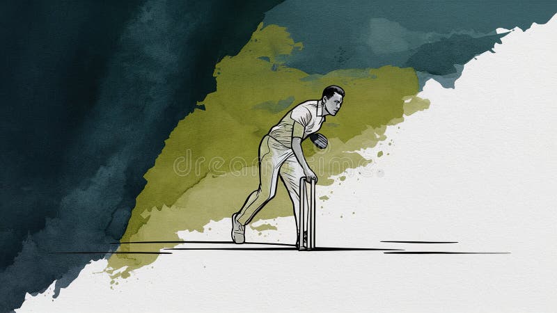 Illustration of Bowler Playing Cricket Match. Bowler Playing in Action ...