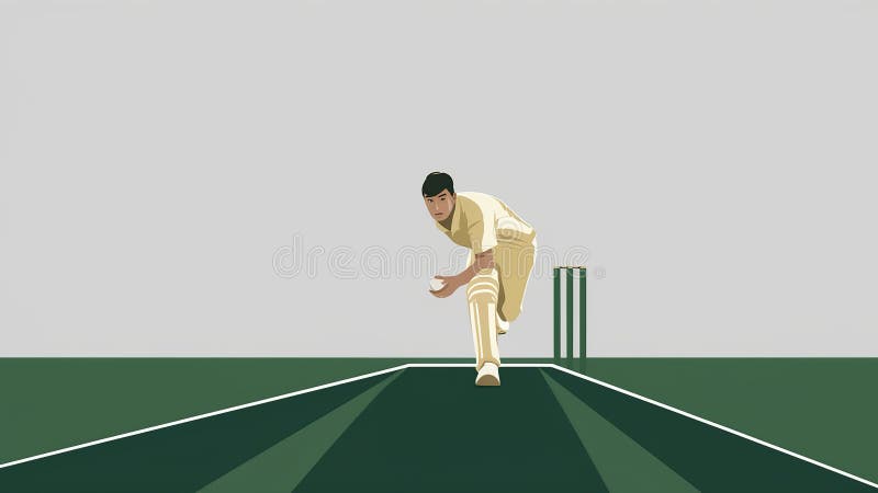 Illustration of Bowler Playing Cricket Match. Bowler Playing in Action ...