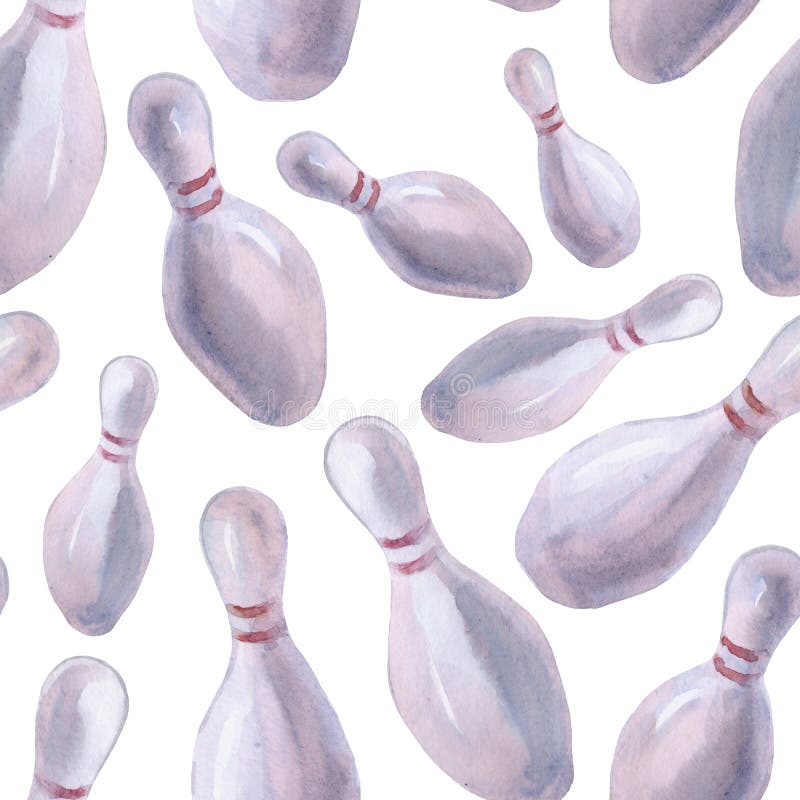 Illustration of Bowling Pins and Balls, Seamless Pattern Stock ...