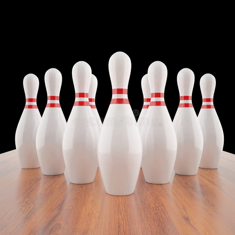 Illustration of Bowling Pins on a Wooden Floor Stock Photo - Image of ...