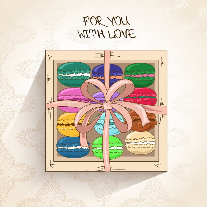 Illustration with Box of French Macaroons Stock Vector - Illustration ...