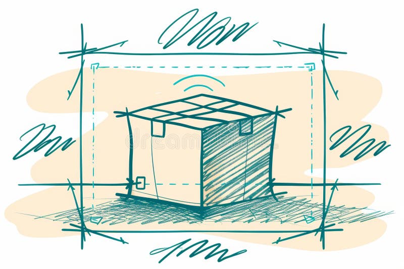 Illustration with a Box. Sketch Sketch of a Packaging Box Stock ...