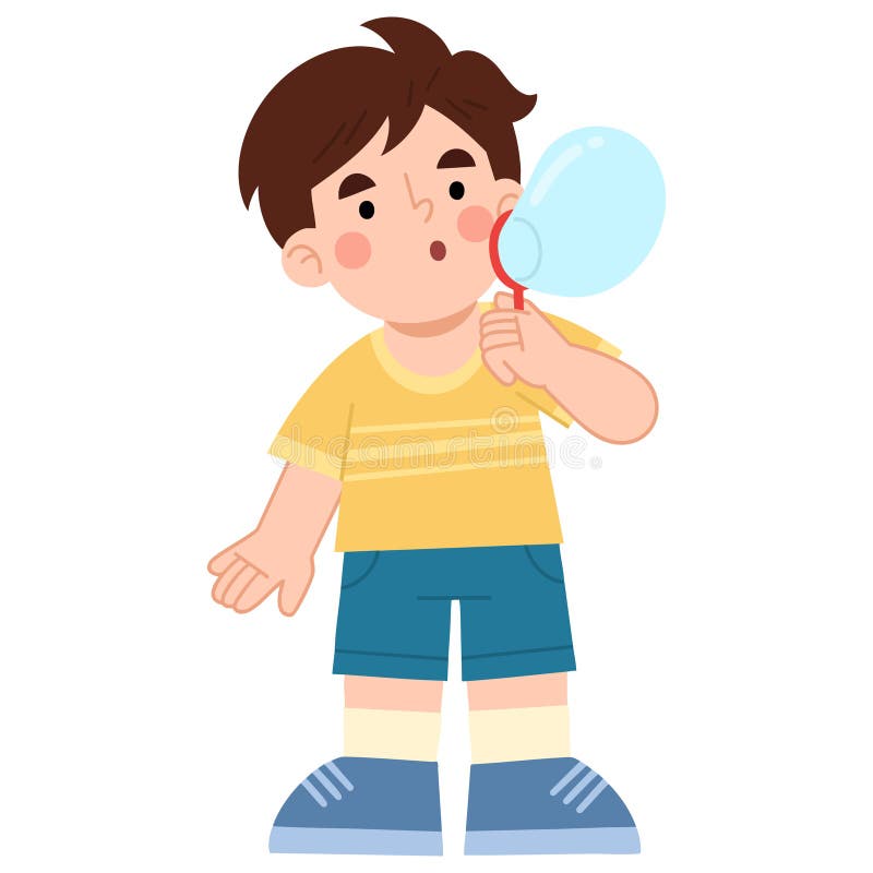 Illustration of Boy Blowing a Bubble Stock Vector - Illustration of ...
