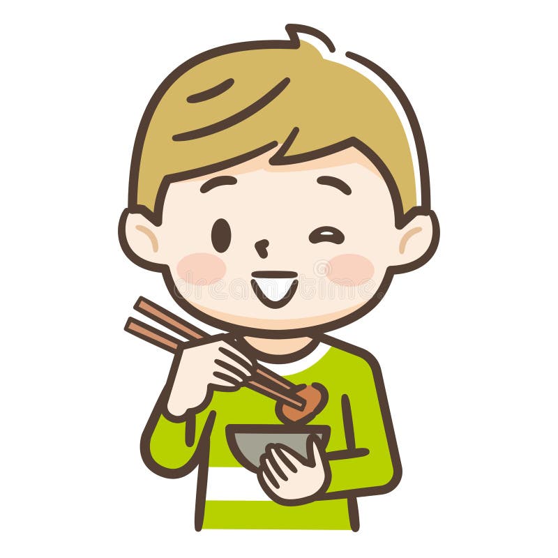 Illustration of a Boy Eating Stock Vector - Illustration of white ...