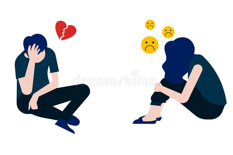 A Boy and a Girl after Break Up Stock Illustration - Illustration of ...
