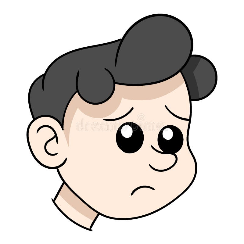 Illustration of a Boy Head with a Sad Face Pensive Stock Vector ...