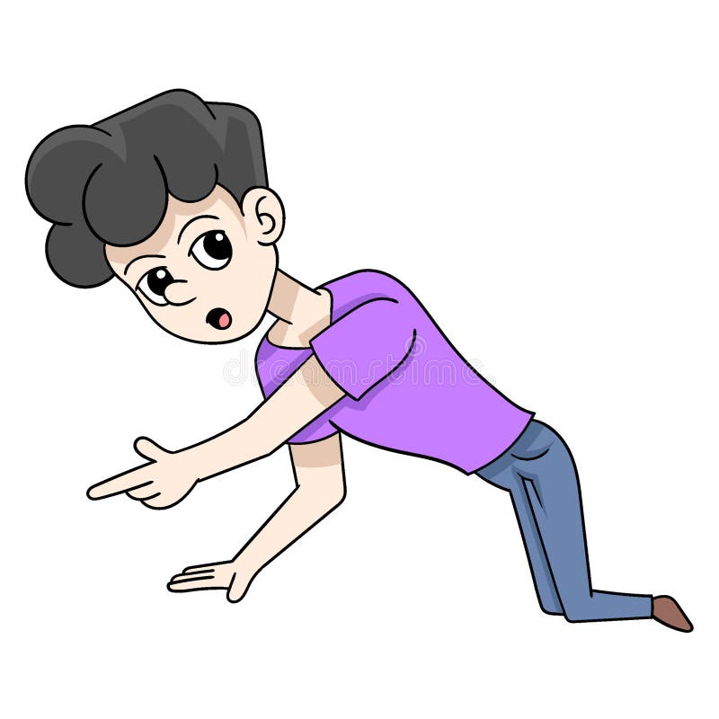 Illustration of a Boy Looking Down Below Showing Something Stock Vector ...