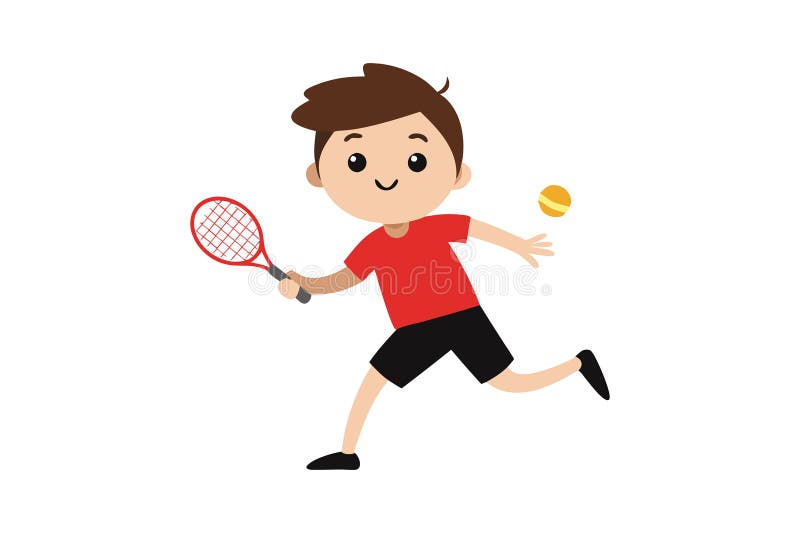 Cartoon Funny Boy Playing Tennis Stock Illustrations – 174 Cartoon ...
