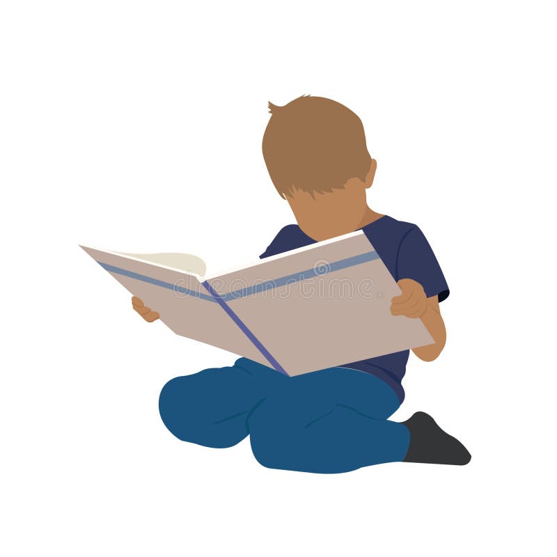Boy reading a large book stock illustration. Illustration of play ...