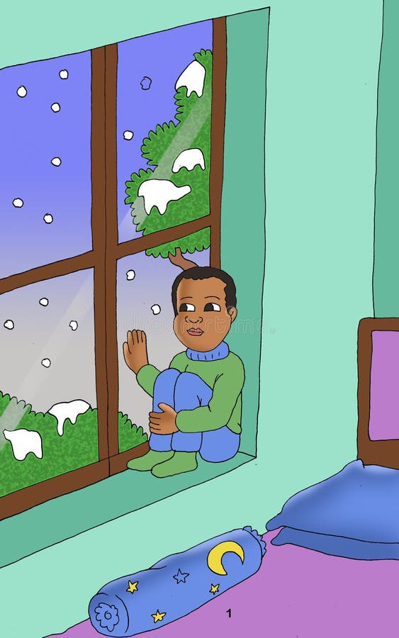 Watching the snow (vector) stock vector. Illustration of surprise ...