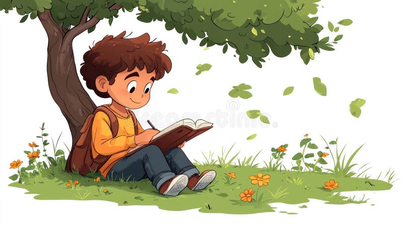 Boy Sitting Under Tree Stock Illustrations – 308 Boy Sitting Under Tree ...