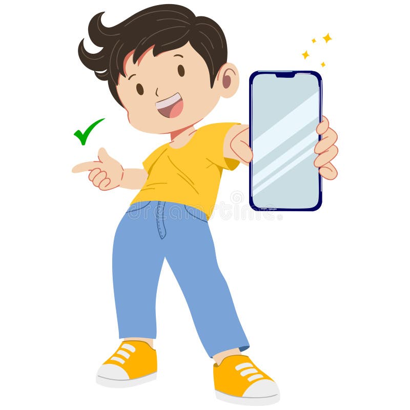 Illustration of Boy with Smartphone Stock Vector - Illustration of play ...