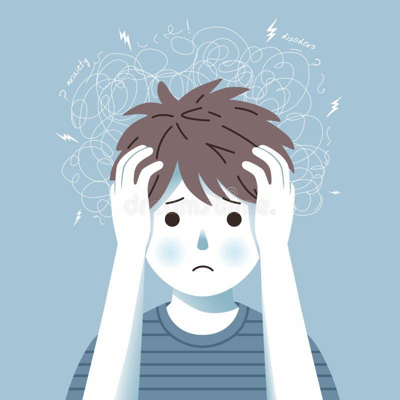 Illustration of a Boy Suffering from Anxiety Disorder Stock ...