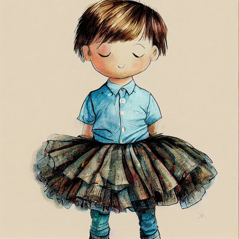 Illustration of a Boy with a Tutu Stock Illustration - Illustration of ...