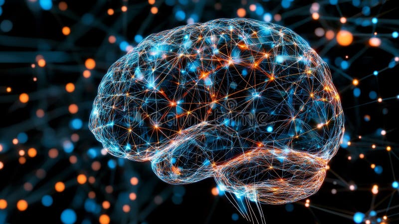 An Illustration of a Brain from the Future with Glowing Neural Pathways ...