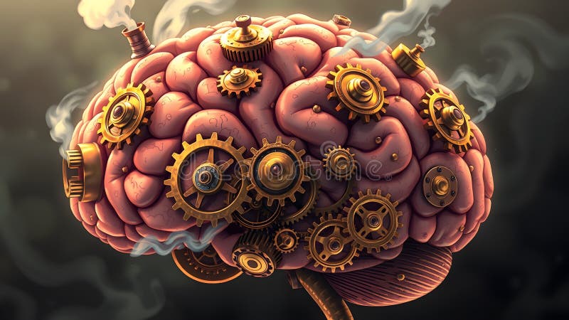 An Illustration of a Brain with Gears and Steam, Symbolizing Creativity ...