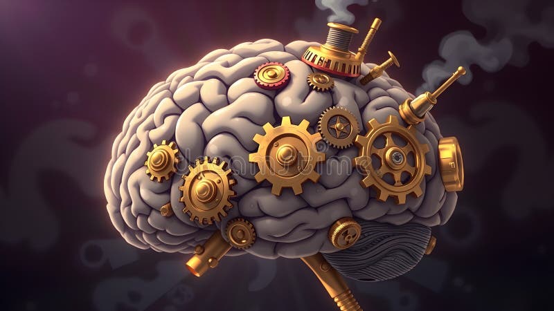 An Illustration of a Brain with Gears and Steam, Symbolizing Creativity ...