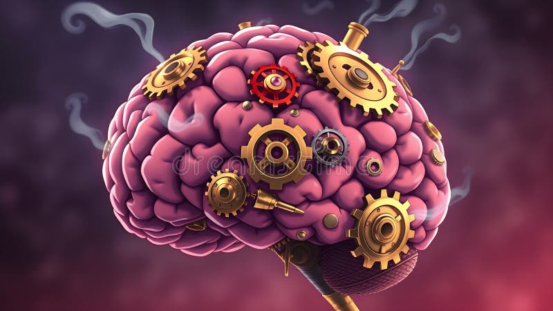 An Illustration of a Brain with Gears and Steam, Symbolizing Creativity ...
