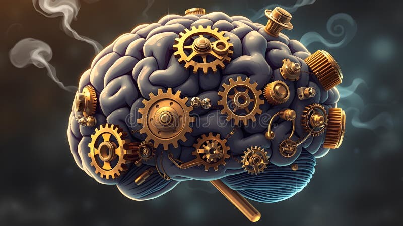 An Illustration of a Brain with Gears and Steam, Symbolizing Creativity ...